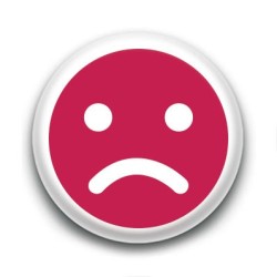 Badge : Smiley insatisfait rouge