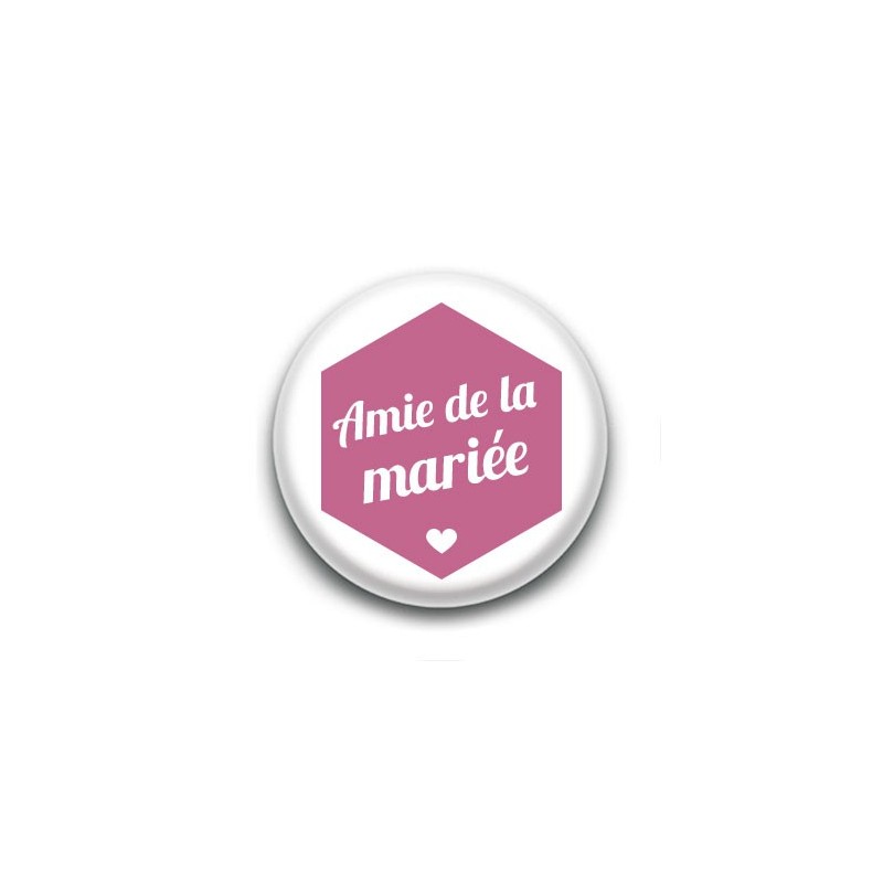 Badge : Hexagone rose, Amie de la mariée