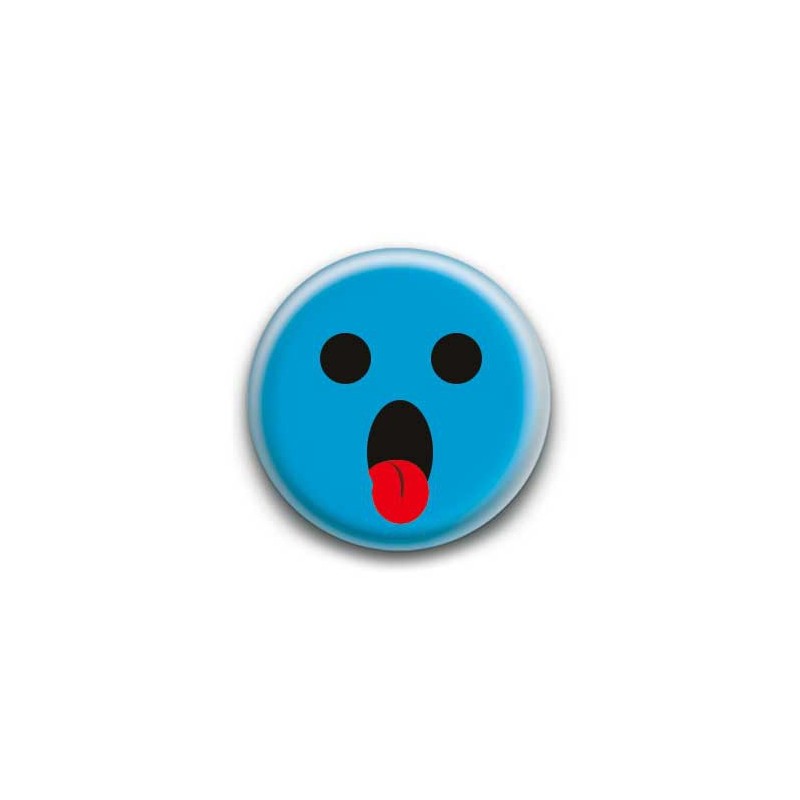 Badge Smiley Tirant La Langue Bleu Badge Smiley Tirant La Langue Bleu