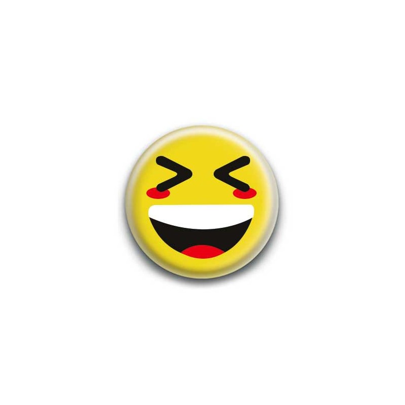Badge : Smiley mort de rire jaune