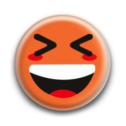 Badge : Smiley mort de rire orange