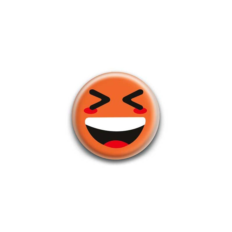 Badge : Smiley mort de rire orange